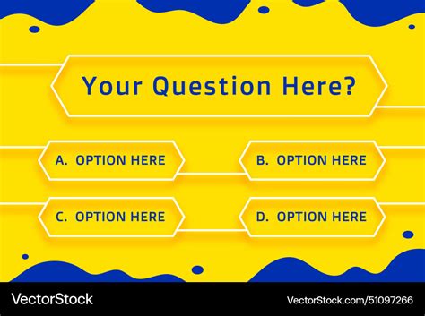 Multiple Option Quiz Game Template In Problem Vector Image