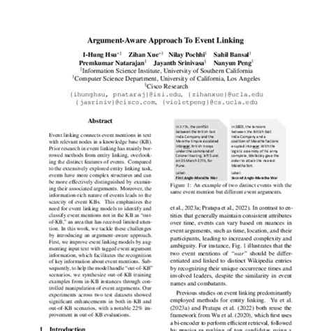 Argument Aware Approach To Event Linking Acl Anthology