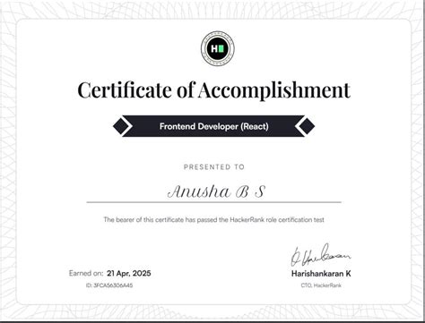 Reactjs Frontenddeveloper Hackerrankcertified Webdevelopment Techjourney