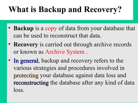 Database Backup And Recovery Basics PPT