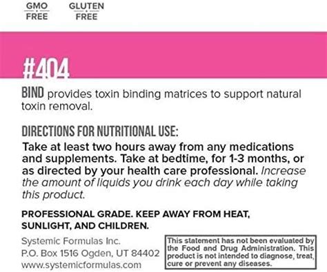 Systemic Formulas 404 Bind 120 Count Powerful Detox Support 1 Pack