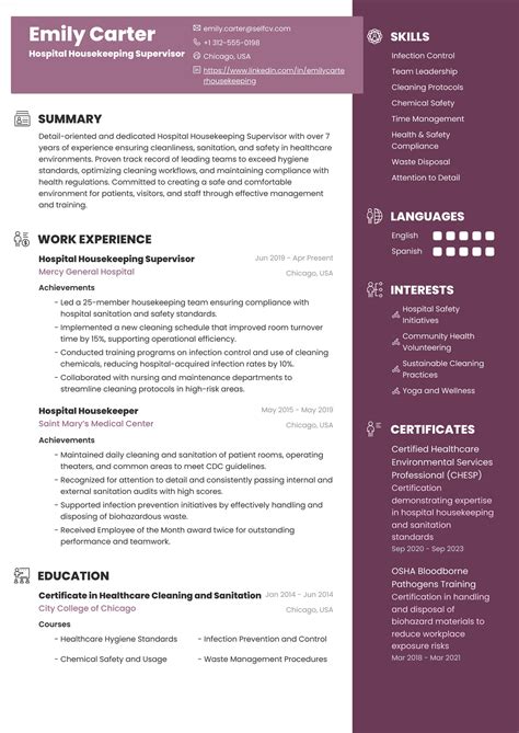 Hospital Housekeeping Resume Example