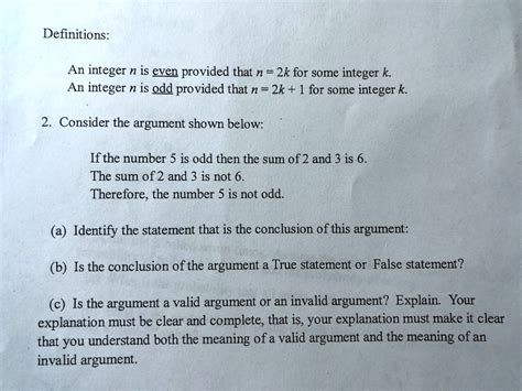 Definitions An Integer N Is Even Provided That N 2k For Some Integer K An Integer N Is Odd