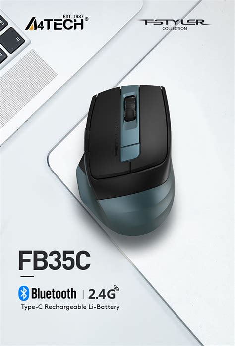 A4tech Fstyler Fb35cs Dual Mode Rechargeable Wireless Mouse Silent Clicks Bluetooth