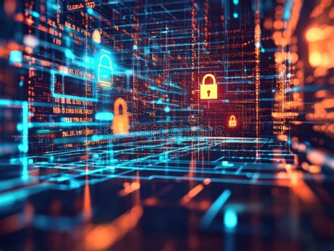 Digital Security Network With Padlock Icons Stock Illustration Illustration Of Virtual