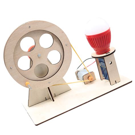 Hand Cranked Generator Power Set Wooden Diy Manual Science Experiment