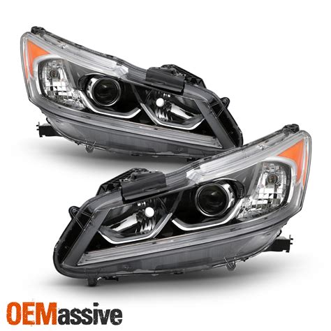 For 2016 2017 Honda Accord Lx Sedan Halogen Projector Chrome Headlights