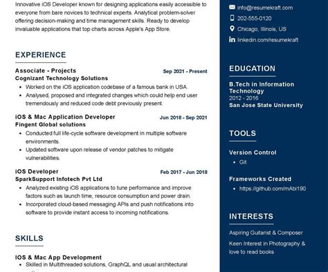 IOS Developer CV Example In 2025 ResumeKraft