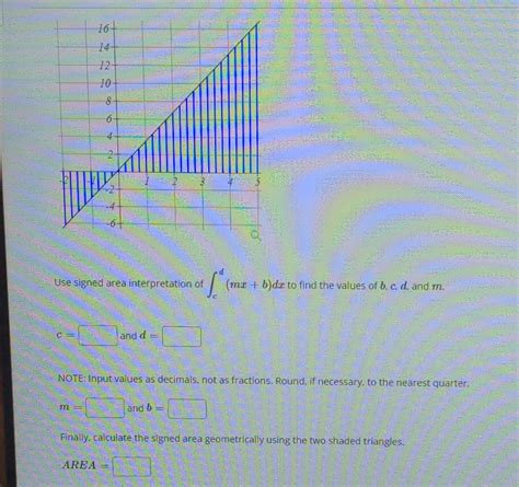 solved use signed area interpretation of ∫cd mx b dx to find