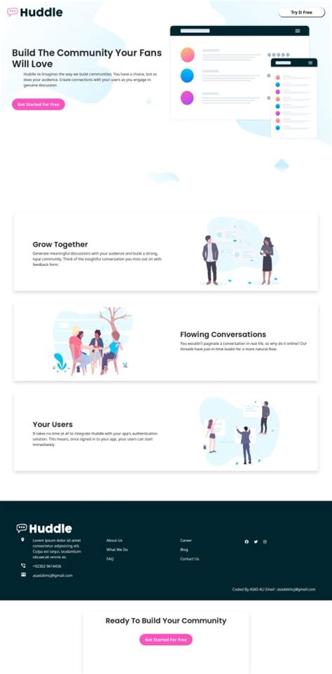 frontend mentor huddle landing page using html css bootstrap