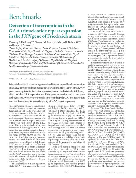 Pdf Detection Of Interruptions In The Gaa Trinucleotide Repeat Expansion In The Fxn Gene Of