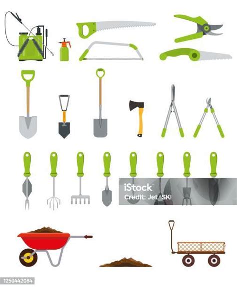 잡초 심기 긁거나 가지 치기를위한 다양한 원예 도구 및 장비의 큰 컬렉션 갈퀴에 대한 스톡 벡터 아트 및 기타 이미지 갈퀴 농업 농장 Istock