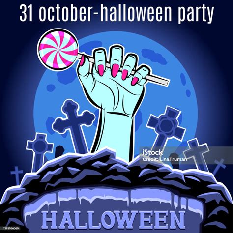 할로윈 파티 포스터를 위한 디자인 템플릿입니다 사탕과 손입니다 벡터입니다 0명에 대한 스톡 벡터 아트 및 기타 이미지 0명 10월 가을 Istock