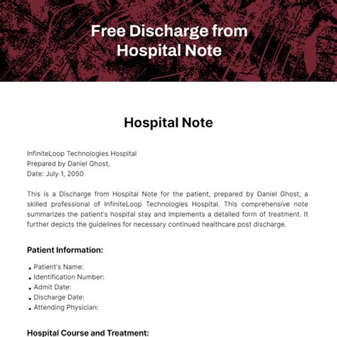Free Sample Discharge Note From Nursing Home Template To Edit Online