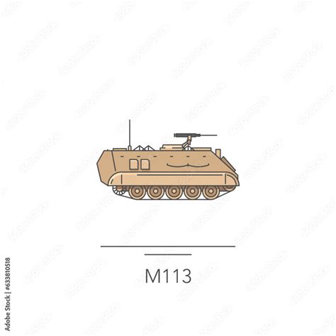 M113 Icon Outline Colorful Icon Of Armored Carrier On White Vector