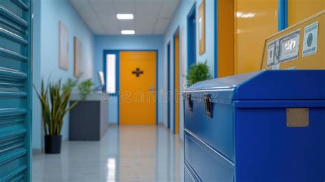 Secure Bank Vault With Lock In A Brightly Colored Corridor Showcasing Modern Security Measures