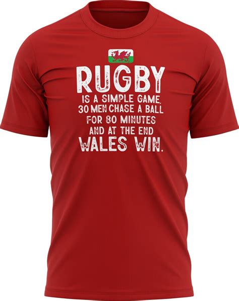 Purple Print House Mens Funny Rugby Is A Simple Game Wales T Shirt Win