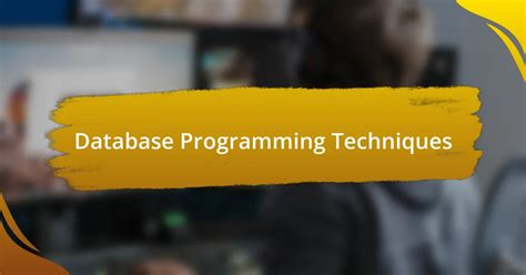 Database Programming Techniques Quiz Sg