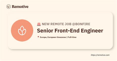 Remotive On Linkedin Hiring Senior Front End Engineer Bonfire