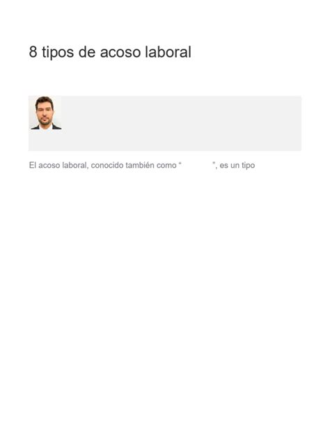 8 Tipos De Acoso Laboral Pdf Violencia Injusticia