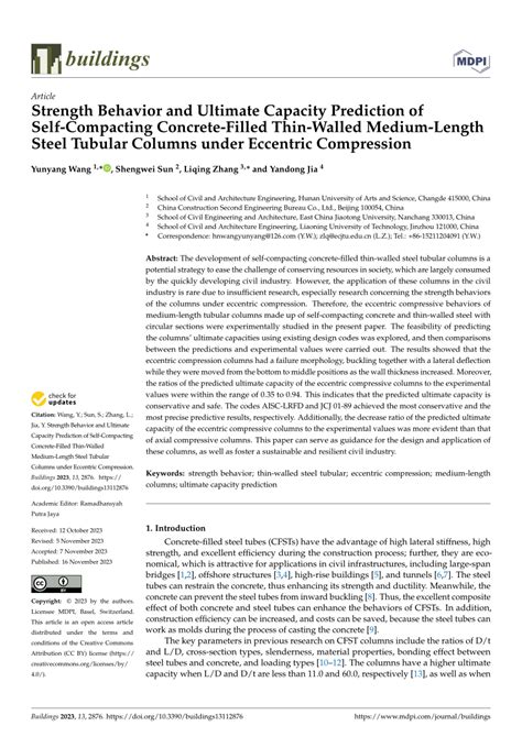 Pdf Strength Behavior And Ultimate Capacity Prediction Of Self