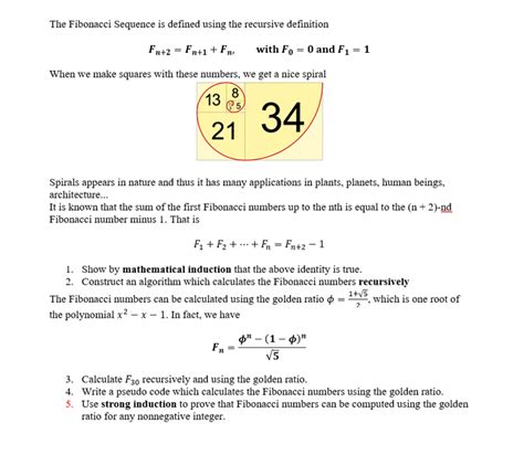 get answer the fibonacci sequence is defined using the recursive definition transtutors