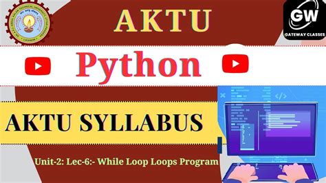 Python I Lec 6 I Unit 2 I Pragya Maam I Gateway Classes I Aktu Youtube