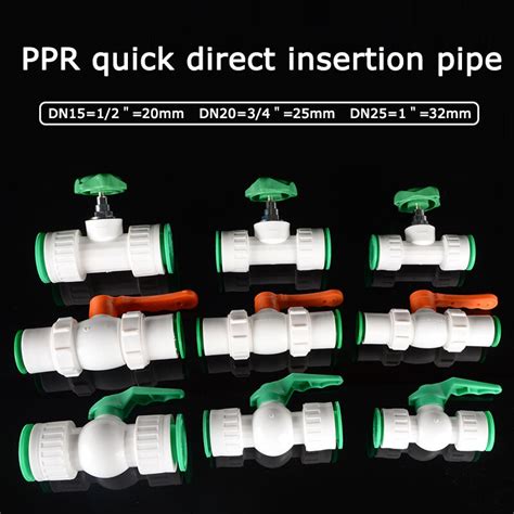 12 34 1 Ppr 파이프 빠른 직접 삽입 밸브 202532mm 체크 밸브 유니온 조인트 볼 밸브 커넥터