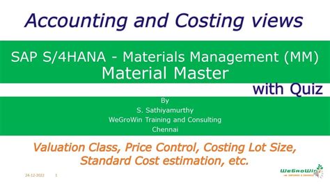 Sap Mm Accountingcosting Views Material Master S4hana Materials
