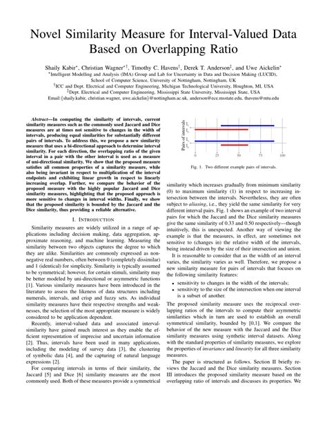 Pdf Novel Similarity Measure For Interval Valued Data Based On Overlapping Ratio