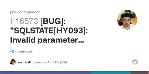 BUG SQLSTATE HY Invalid Parameter Number Number Of Bound Variables Does Not Match