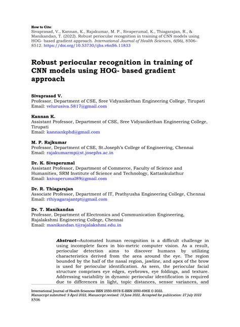 Pdf Robust Periocular Recognition In Training Of Cnn Models Using Hog Based Gradient Approach