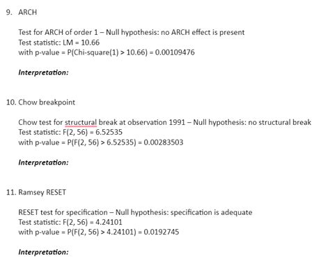 Solved Test For Arch Of Order 1− Null Hypothesis No Arch