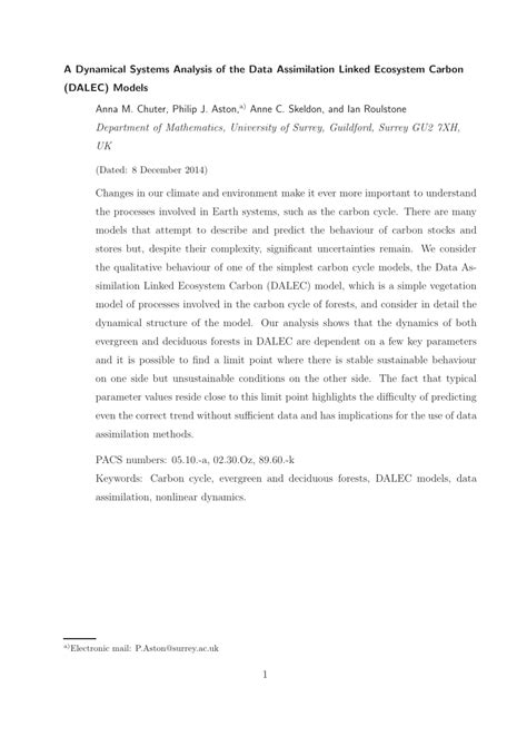 Pdf A Dynamical Systems Analysis Of The Data Assimilation Linked