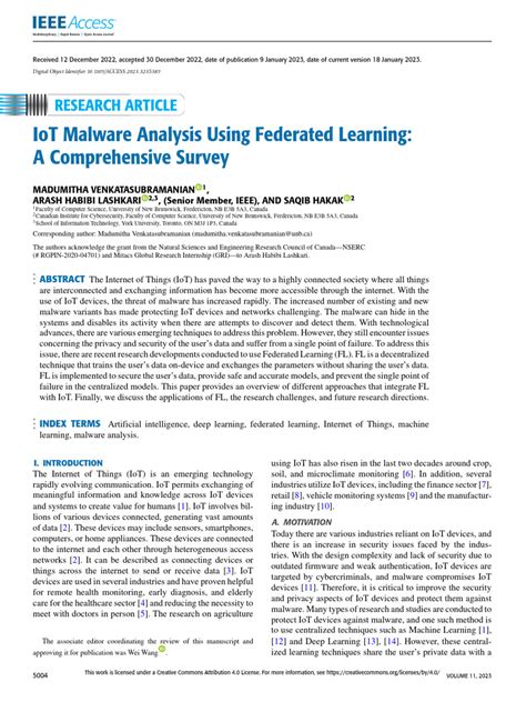 Iot Malware Analysis Using Federated Learning A Comprehensive Survey Pdf