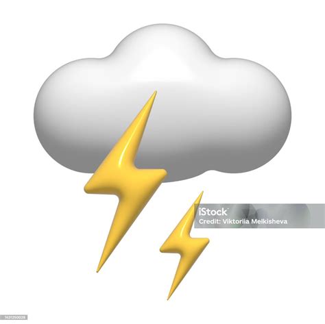 번개 하얀 구름 아이콘으로 3d 뇌우 흰색 배경에 고립 된 3d 폭풍우 날씨 요소 기후 개념 부드러운 면화 만화 푹신한 구름 플라스틱 모양 그림을 렌더링합니다 0명에 대한