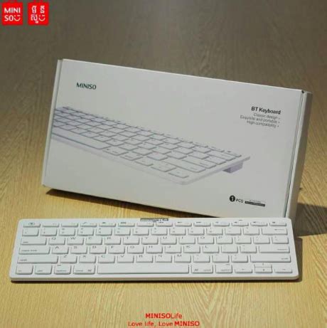 Miniso Ultra Thin Bluetooth Wireless Keyboard White And Silver Wireless Multimedia Keyboard