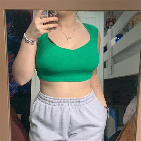 Green Tie Back Crop Top Never Worn Summer Depop