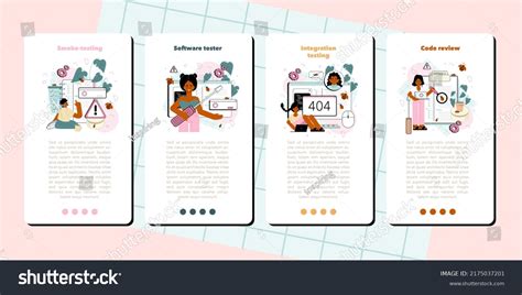 software tester mobile application banner set stock vector royalty