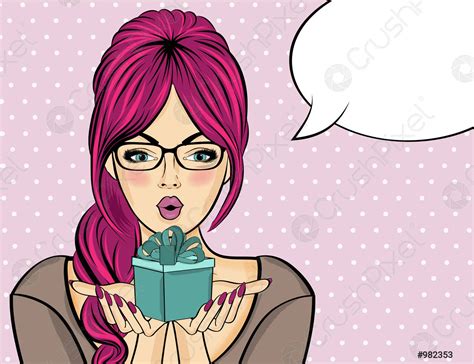 Surprised Pop Art Woman That Holds A T In Their Stock Vector