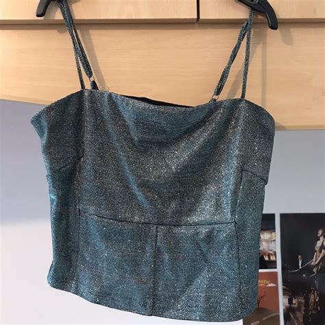Sparkly Silver Crop Top With Blue Shine 🪩 Fits Size Depop