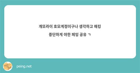 개또라이 호모계정이구나 생각하고 해킹 중단하게 야한 페잉 공유 ㄱ Peing 질문함