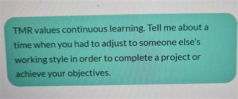 Tmr Values Continuous Learning Tell Me About A Time