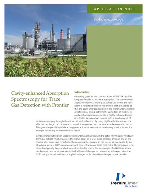 Pdf Cavity Enhanced Absorption Spectroscopy For Trace Gas Detection With Frontier Dokumentips