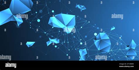 Connected Polygons Glowing Blue Plexus Vector Background Digital Data Visualization Stock