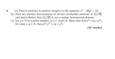 Solved 4 A Find 2 Solutions In Positive Integers To The Chegg Com