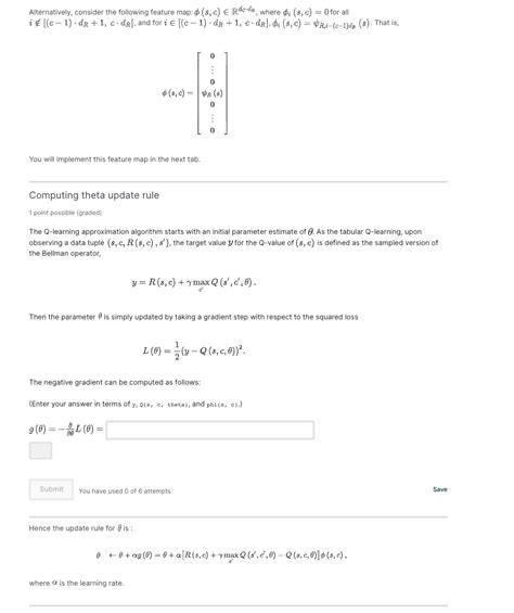solved 6 q learning with linear function approximation a