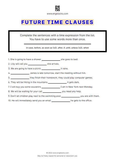 Future Time Clauses Esl Worksheets