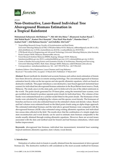 Pdf Non Destructive Laser Based Individual Tree Aboveground Biomass