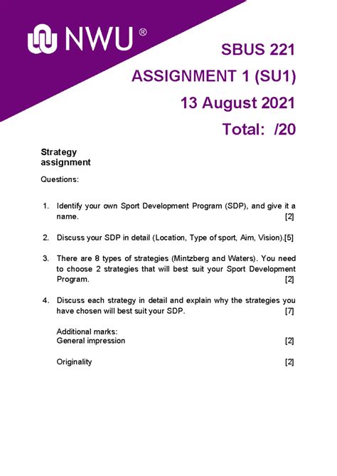 Sbus 221 Assignment 1 Su1 Strategy Assignment Questions Sbus 221